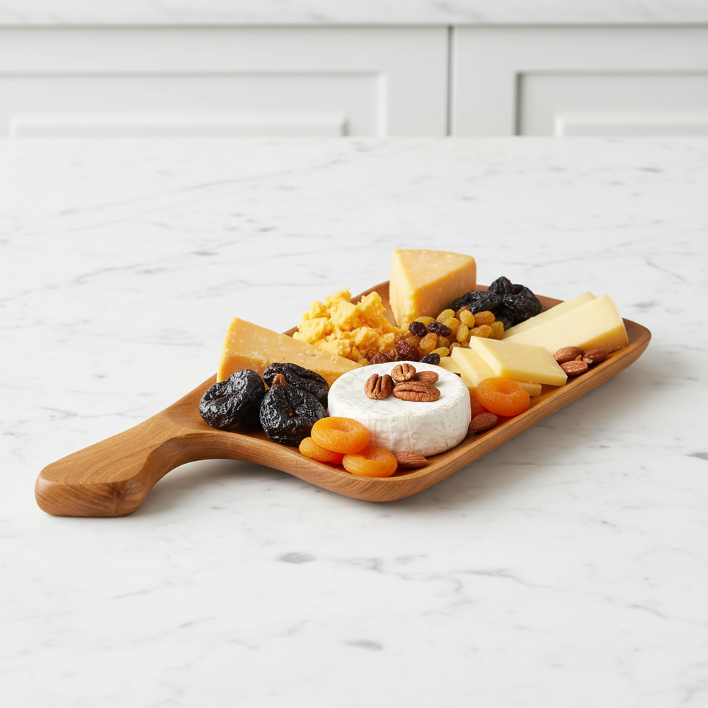 Ono Cheese Board Teak Wood Serving Platter with Handle – Rainforest Bowls